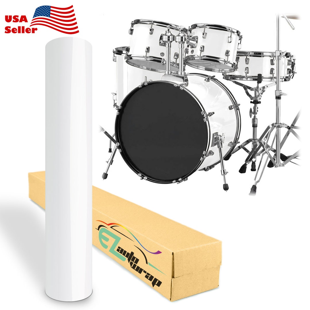 Drum Wrap Vinyl Kit Gloss Glossy White for Snare Kick Bass Tom WMP ...