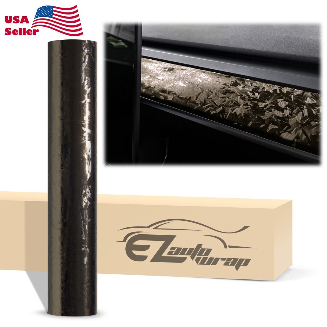 24K Chopped Forged Carbon Fiber Titanium Black Vinyl Wrap Sticker Decal ...
