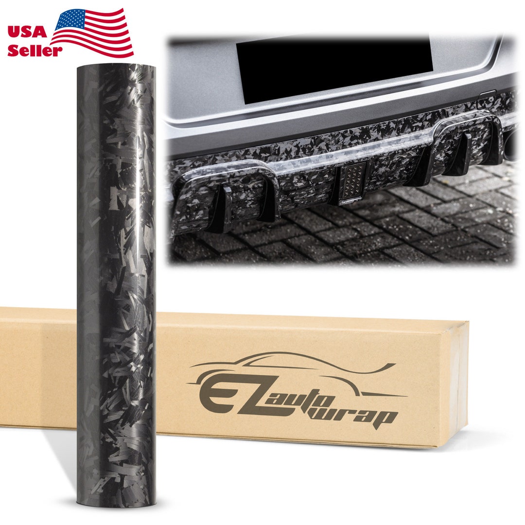24K Chopped Forged Carbon Fiber Gloss Black Vinyl Wrap Sticker Decal ...