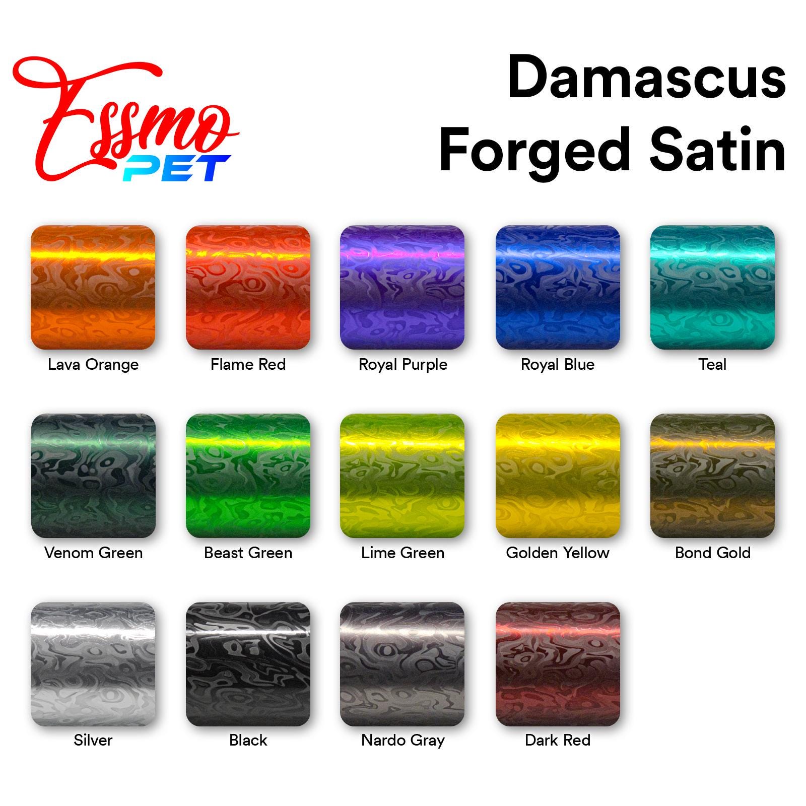 ESSMO PET Liner Damascus Steel Forged Satin Flame Red Carbon Fiber Like ...