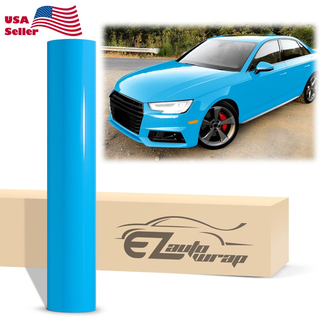 High Gloss Glossy Sky Blue Vinyl Wrap Sticker Decal Bubble Free Air ...