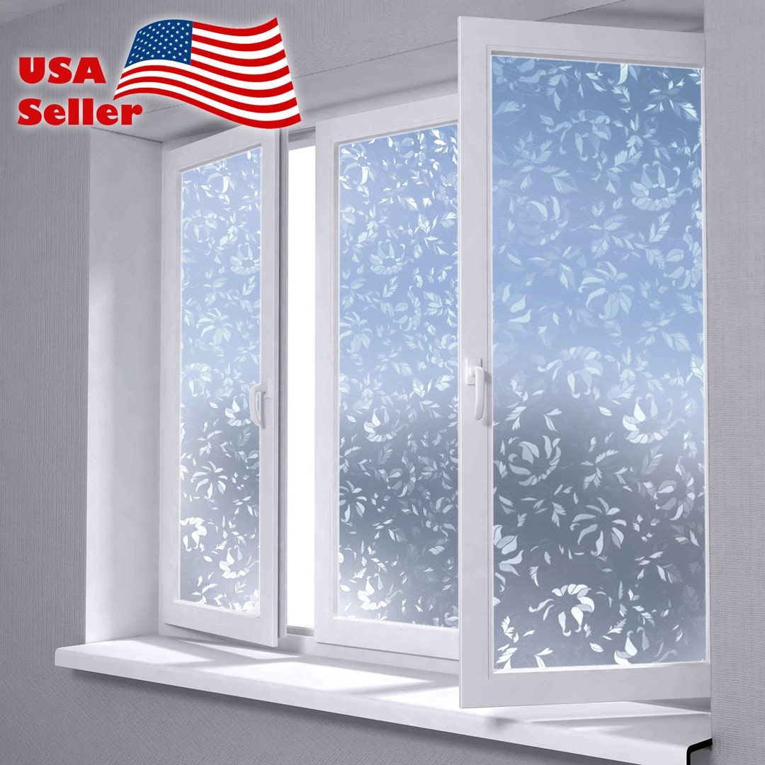 Patterned Frosted Film Flower Glass Home Bathroom Window Privacy ...
