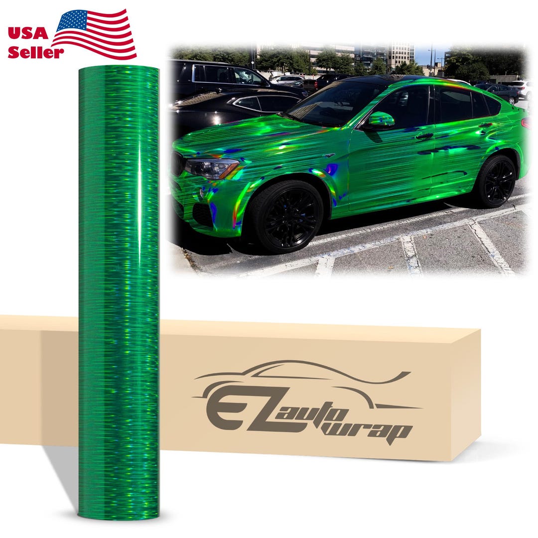 Holographic Brushed Aluminum Emerald Green Rainbow Chrome Gloss Vinyl ...