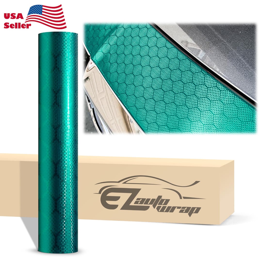 Honeycomb Carbon Fiber Satin Teal Hex Texture Vinyl Wrap Sticker Decal ...