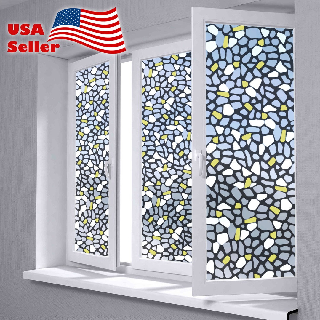 Patterned Frosted Film Yellow Brick Glass Bathroom Window Privacy ...