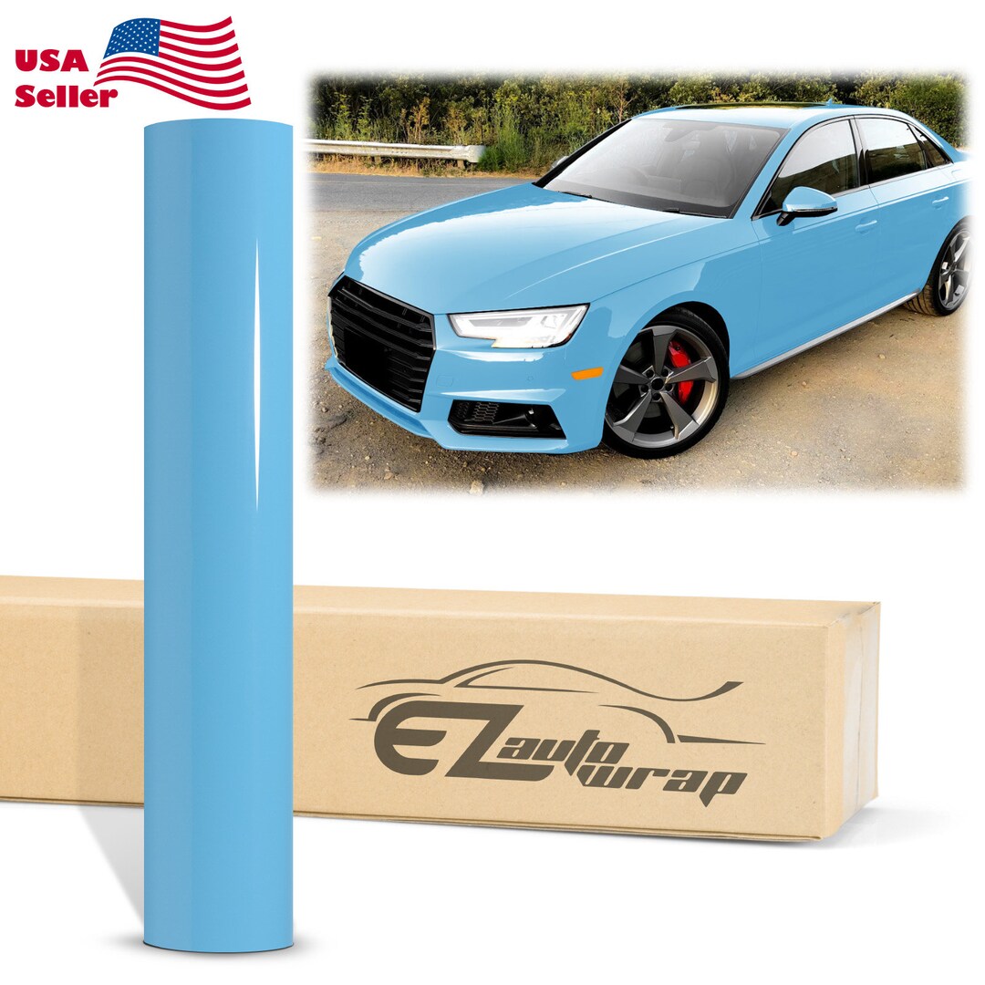 High Gloss Glossy Baby Blue Vinyl Wrap Sticker Decal Bubble Free Air ...