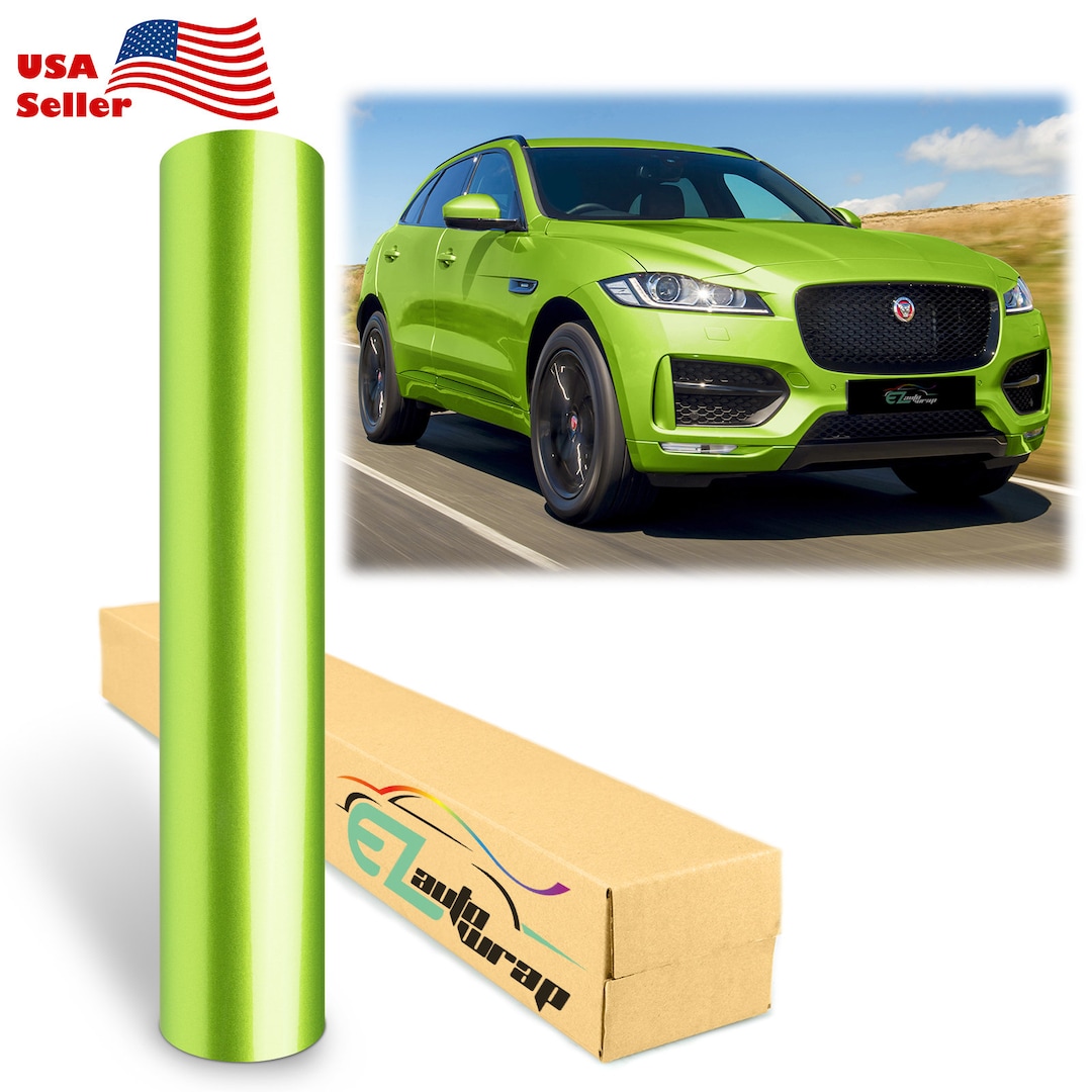 Gloss Metallic Lime Green Vinyl Wrap Sticker Decal Bubble Free Air ...