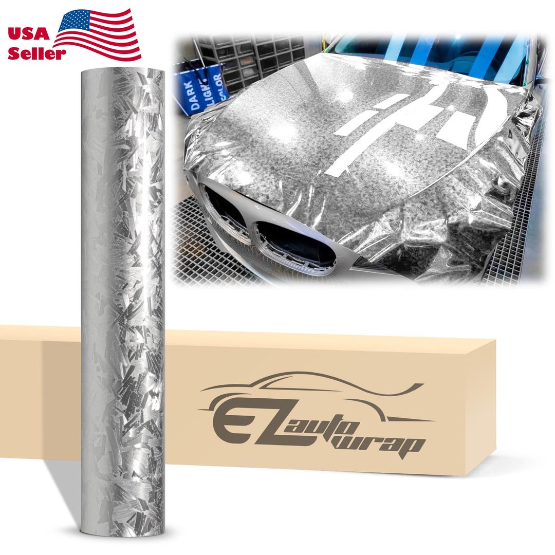 24K Chopped Forged Carbon Fiber Gloss Silver Vinyl Wrap Sticker Decal ...