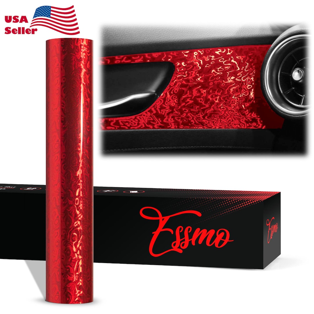 ESSMO PET Liner Damascus Steel Forged Gloss Dark Red Carbon Fiber Like ...