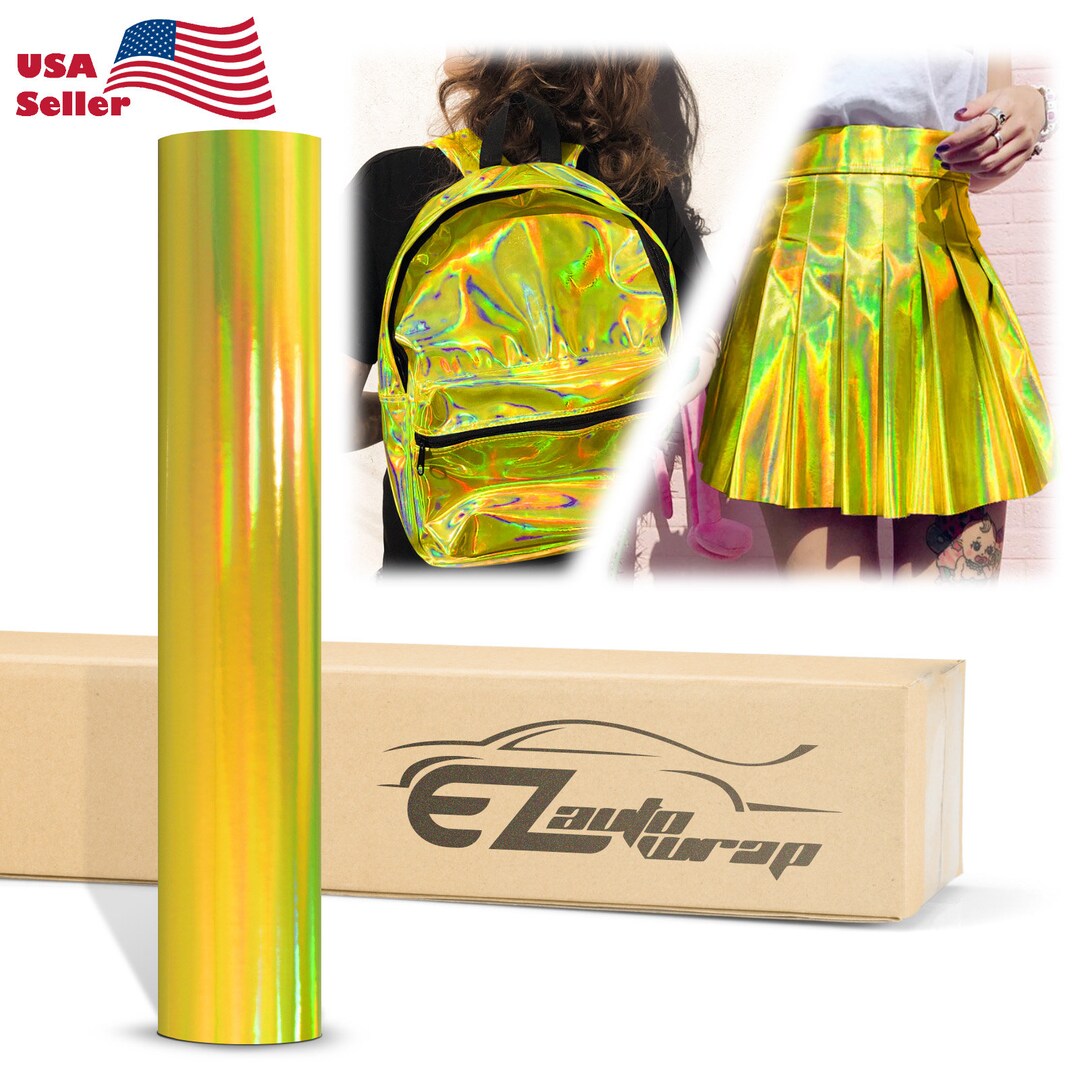 Holographic Fabric Yellow Cloth Vinyl 54" Wide Weave PU Faux Leather ...