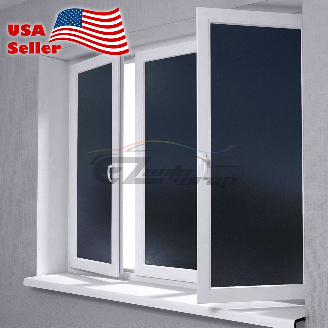 Colored Frosted Film Black Glass Home Bathroom Window Security Privacy ...