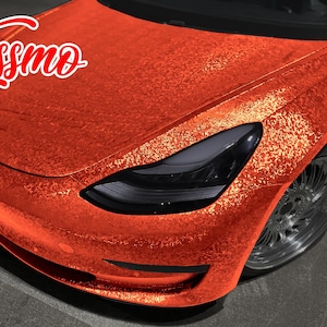 ESSMO PET Liner Damascus Steel Forged Satin Flame Red Carbon Fiber Like ...