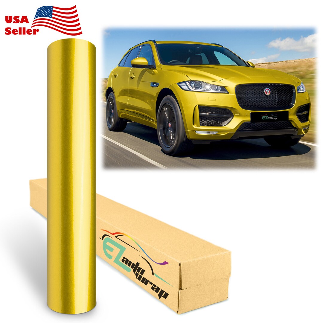 Gloss Metallic Yellow Vinyl Wrap Sticker Decal Bubble Free Air Release ...