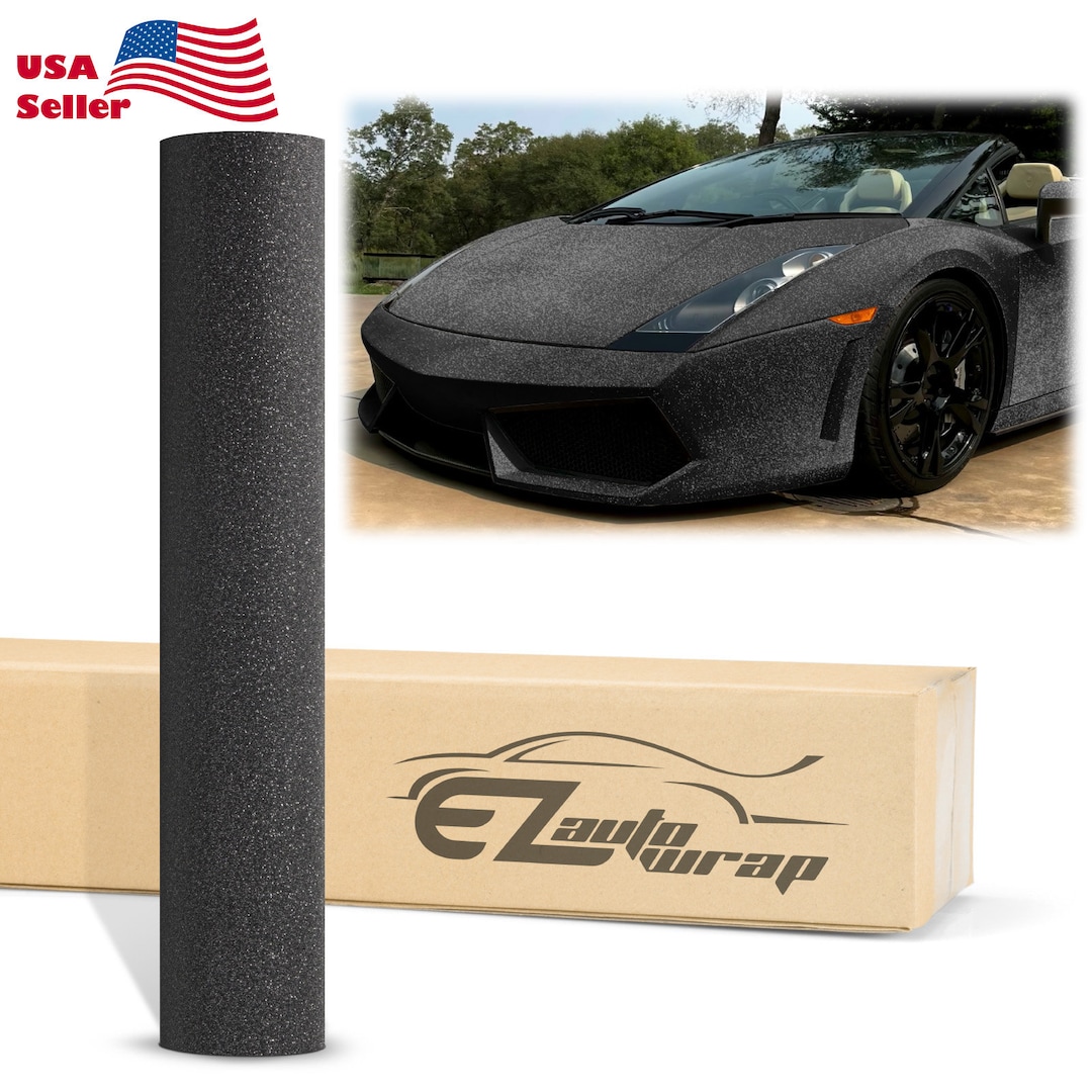 Matte Glitter Black Texture Vinyl Wrap Sticker Decal Bubble Free Air ...