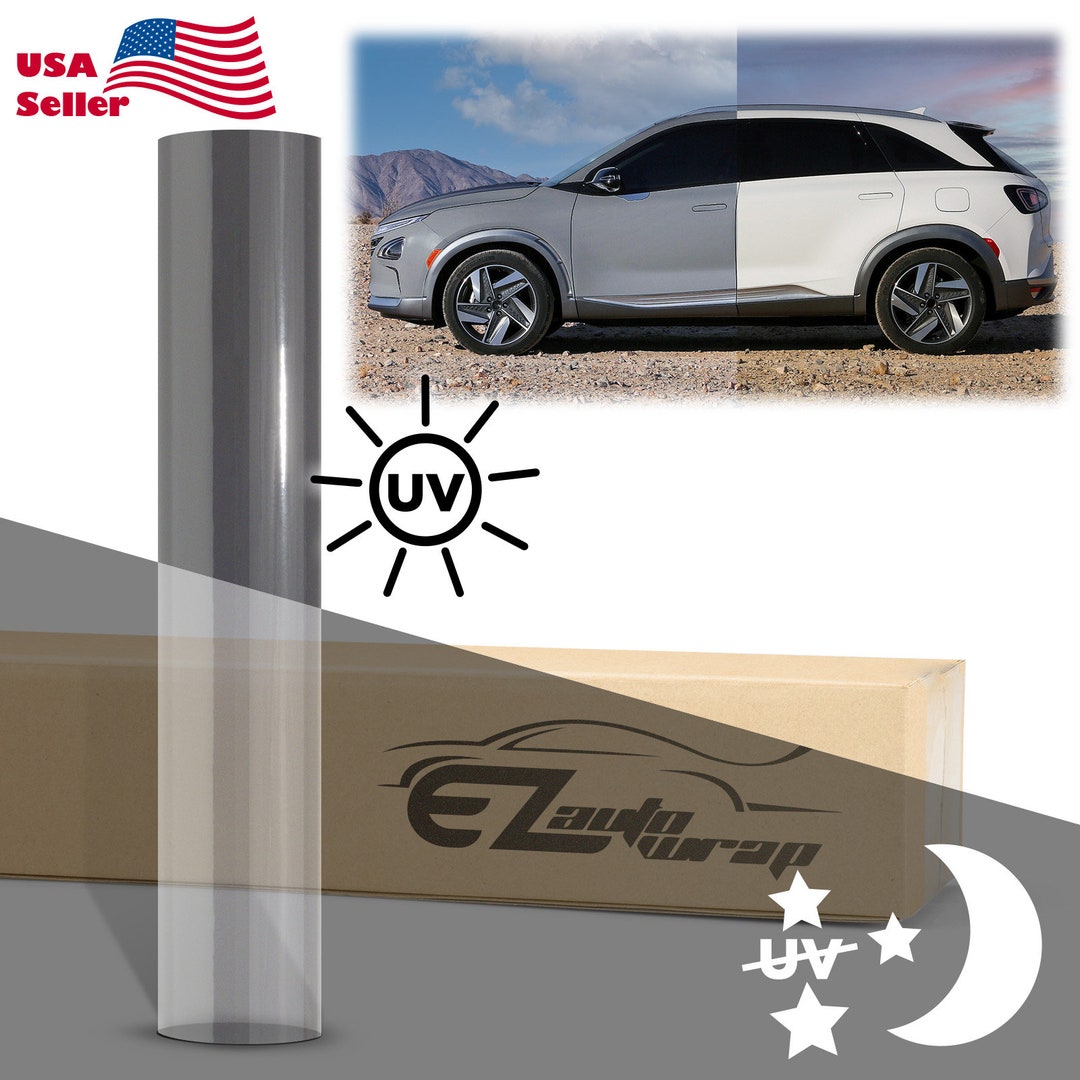 60" Wide Photochromic Film Clear to Smoke Black Paint Protection PPF UV ...
