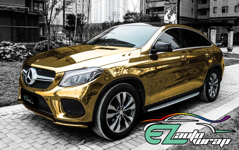 Chrome Mirror Gold Vinyl Wrap Sticker Decal Bubble Free Air Release Car ...