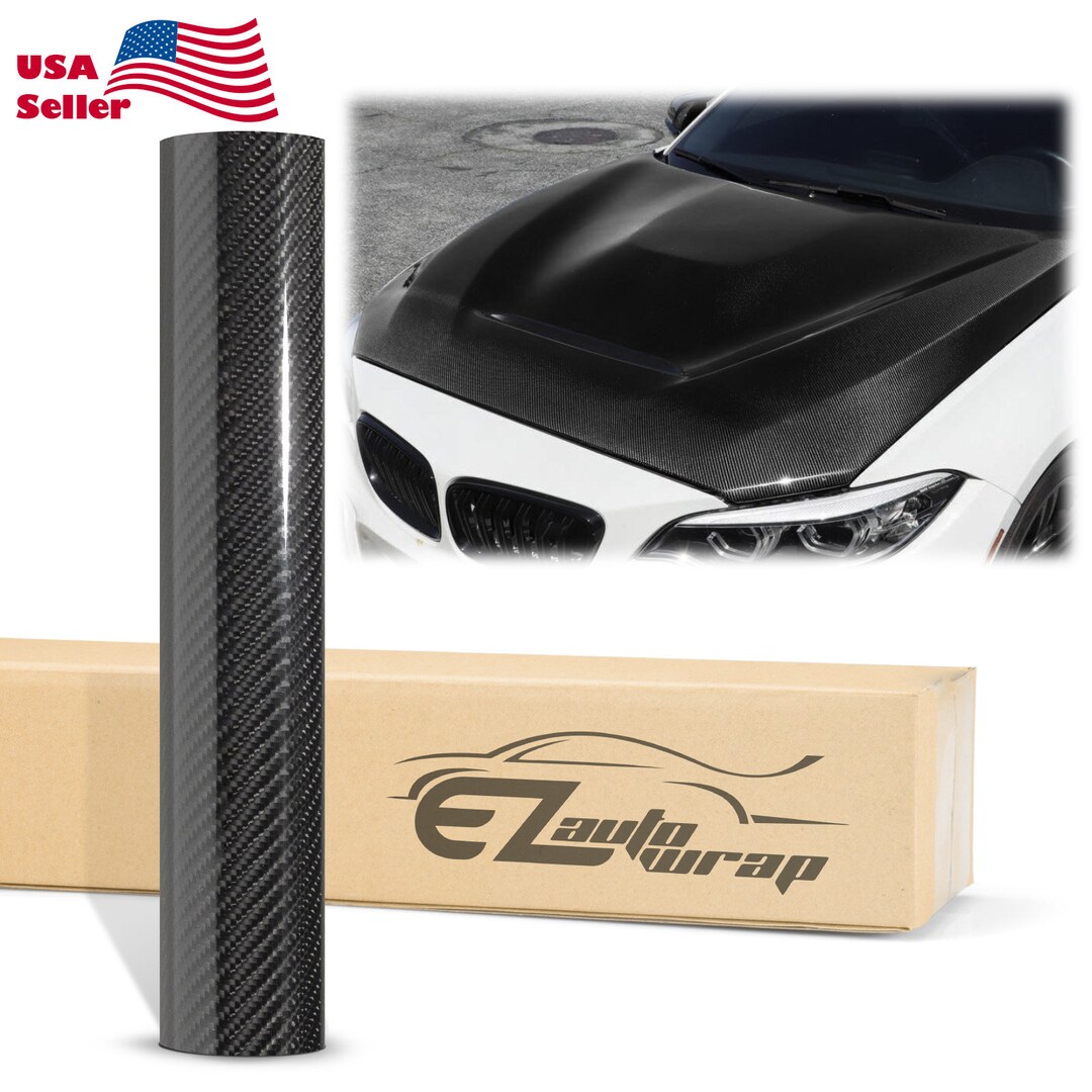 7D Carbon Fiber High Gloss Low Tack Black Vinyl Wrap Sticker Decal ...