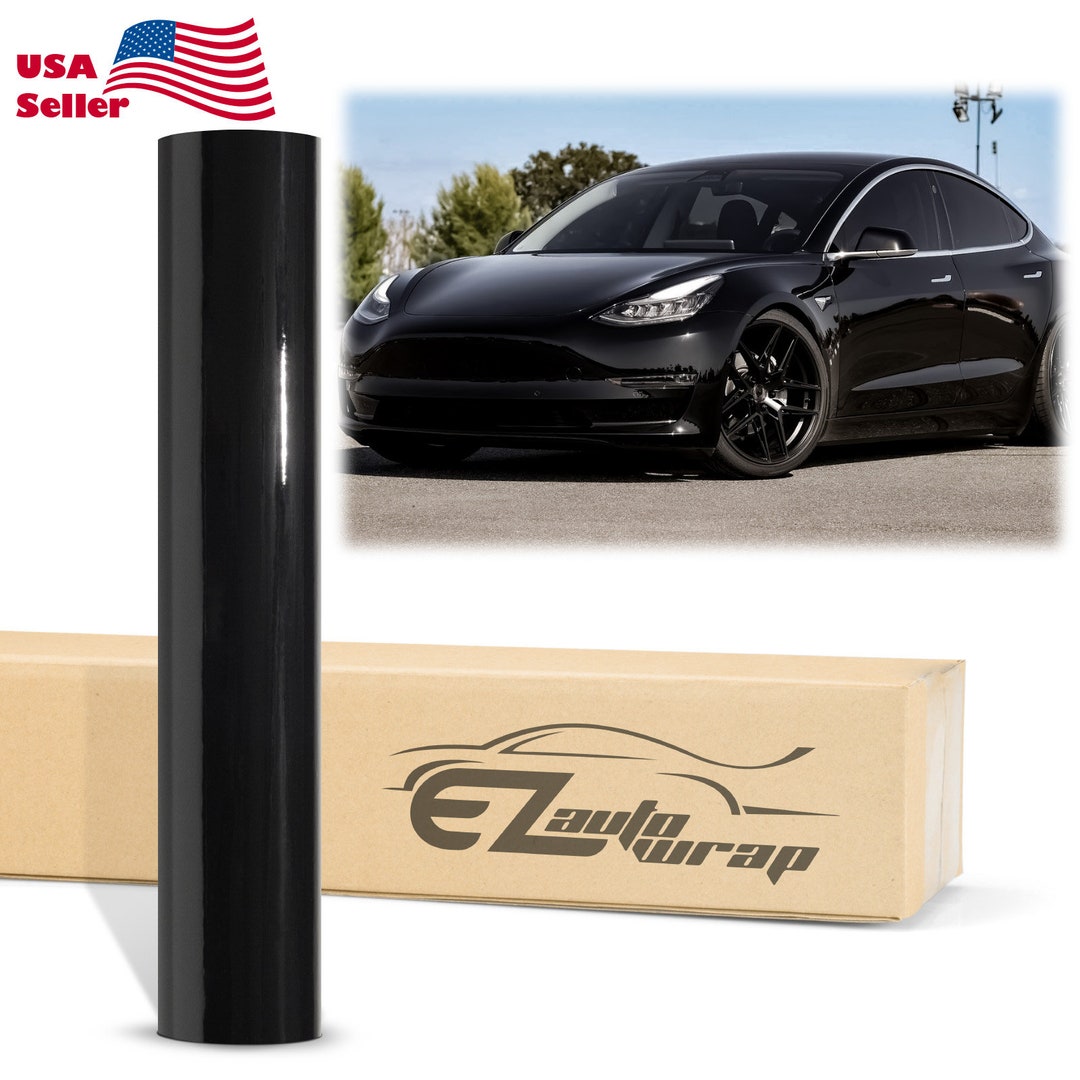 Gloss Glossy Black Vinyl Wrap Sticker Decal Bubble Free Air Release Car ...