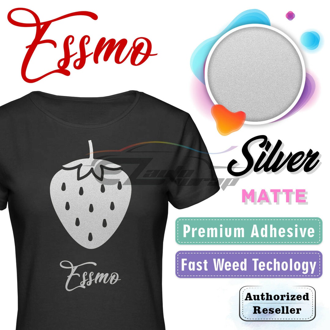 ESSMO™ 10" Wide Heat Transfer Vinyl Matte Solid Silver HTV T-shirt Iron ...