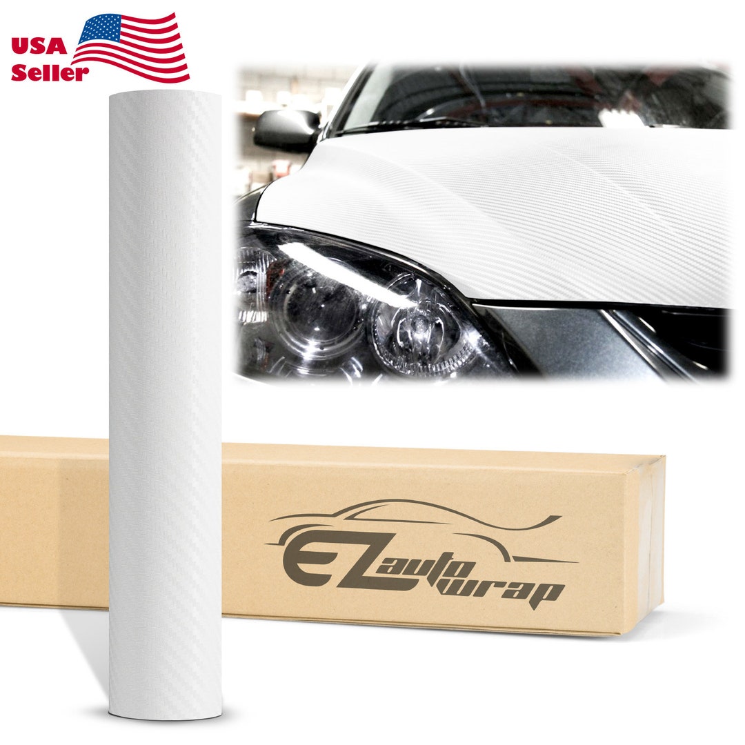 3D Carbon Fiber White Matte Texture Vinyl Wrap Sticker Decal Bubble ...