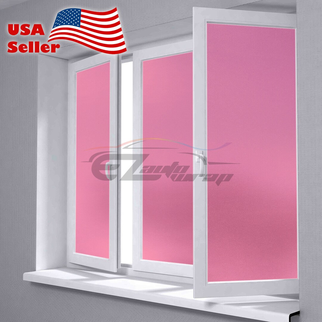 Colored Frosted Film Pink Glass Home Bathroom Window Security Privacy ...