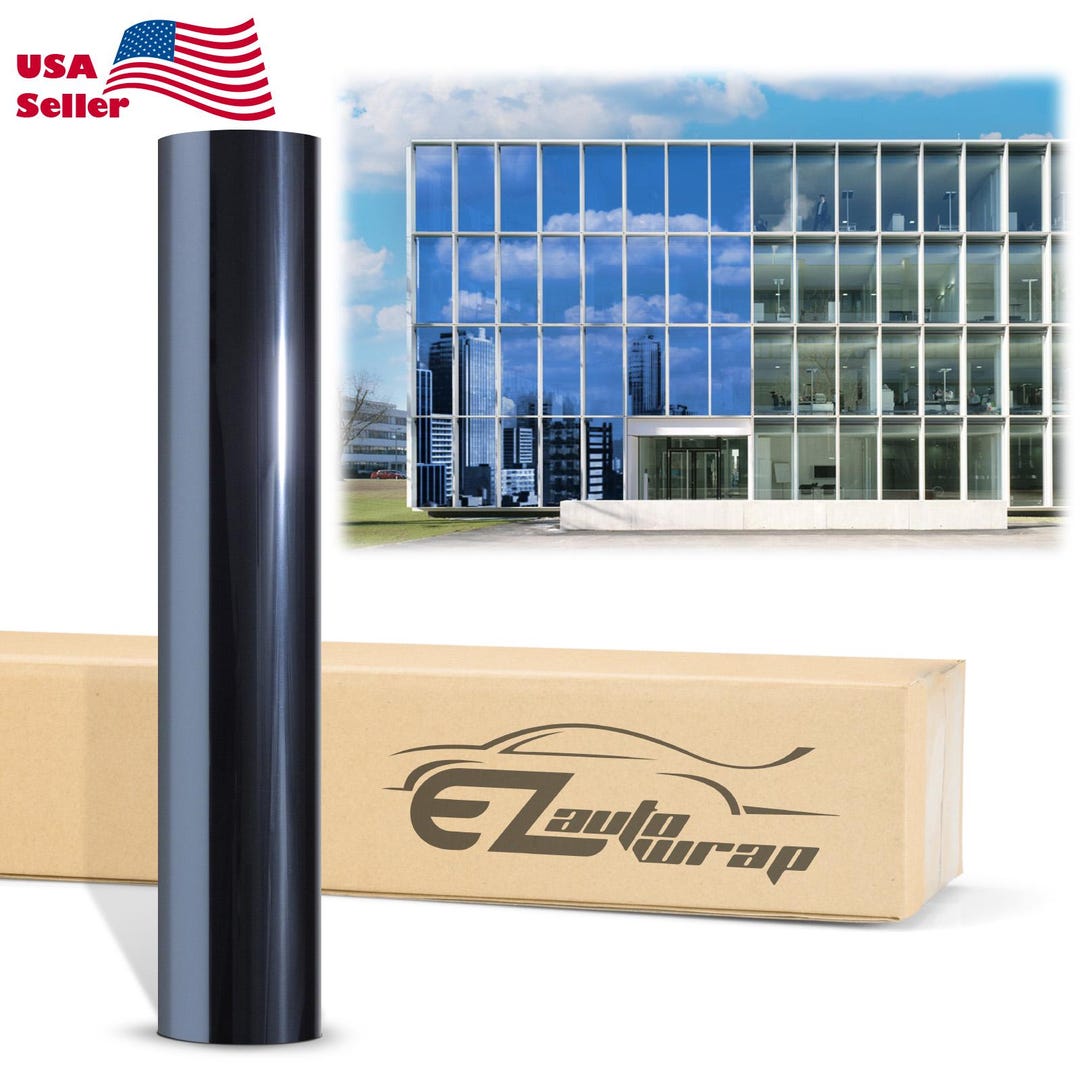 Window Tint Film Chrome Dark Blue One Way Mirror UV Heat Reflective ...