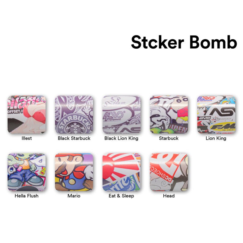 JDM Cartoon Graffiti Graphic Stickerbomb #HF Car Vehicle Vinyl Wrap ...