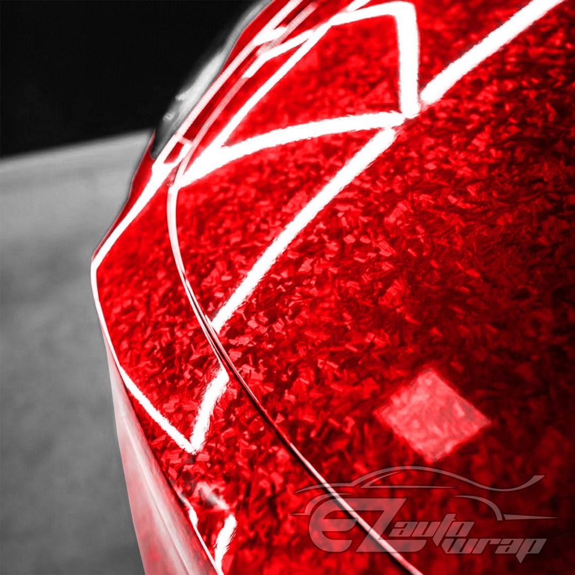 24K Chopped Forged Carbon Fiber Gloss Red Vinyl Wrap Sticker Decal ...