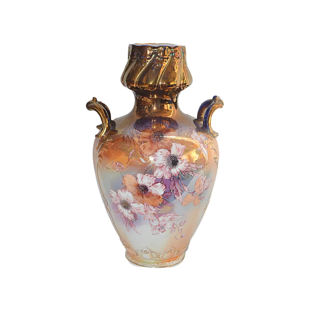 Large Royal Bonn Vase Hand Painted Tiffany Finish Franz Mehlem Germany ...