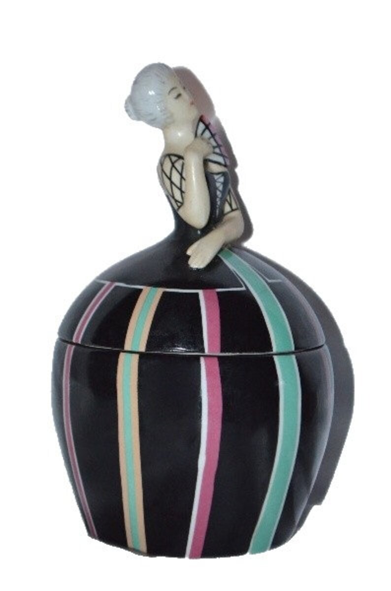 Robj French Art Deco Covered Jar Tobacco or Vanity Box Asian | Etsy