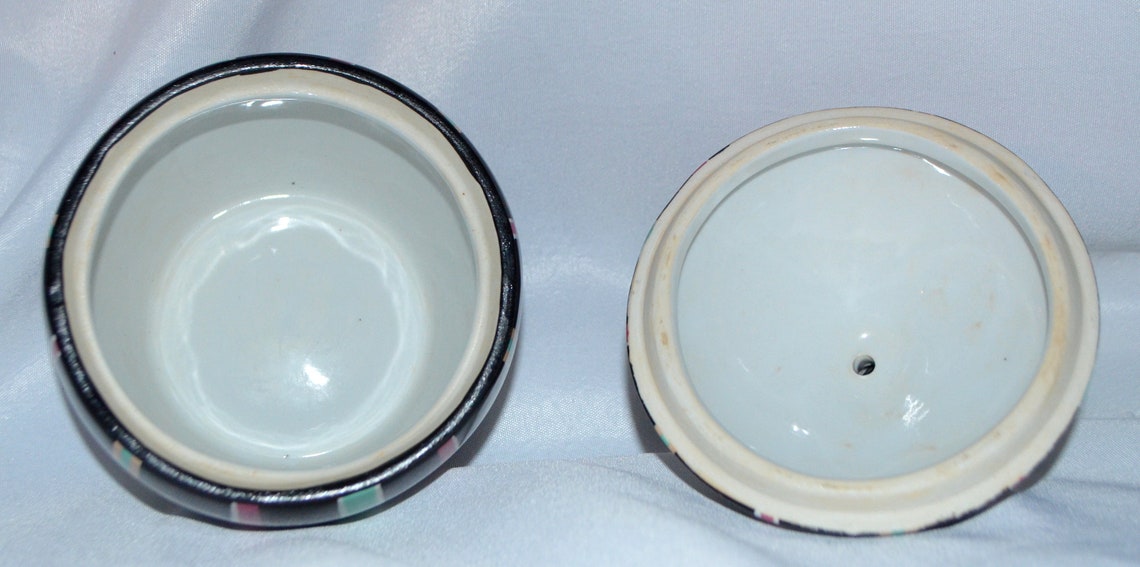 Robj French Art Deco Covered Jar Tobacco or Vanity Box Asian | Etsy