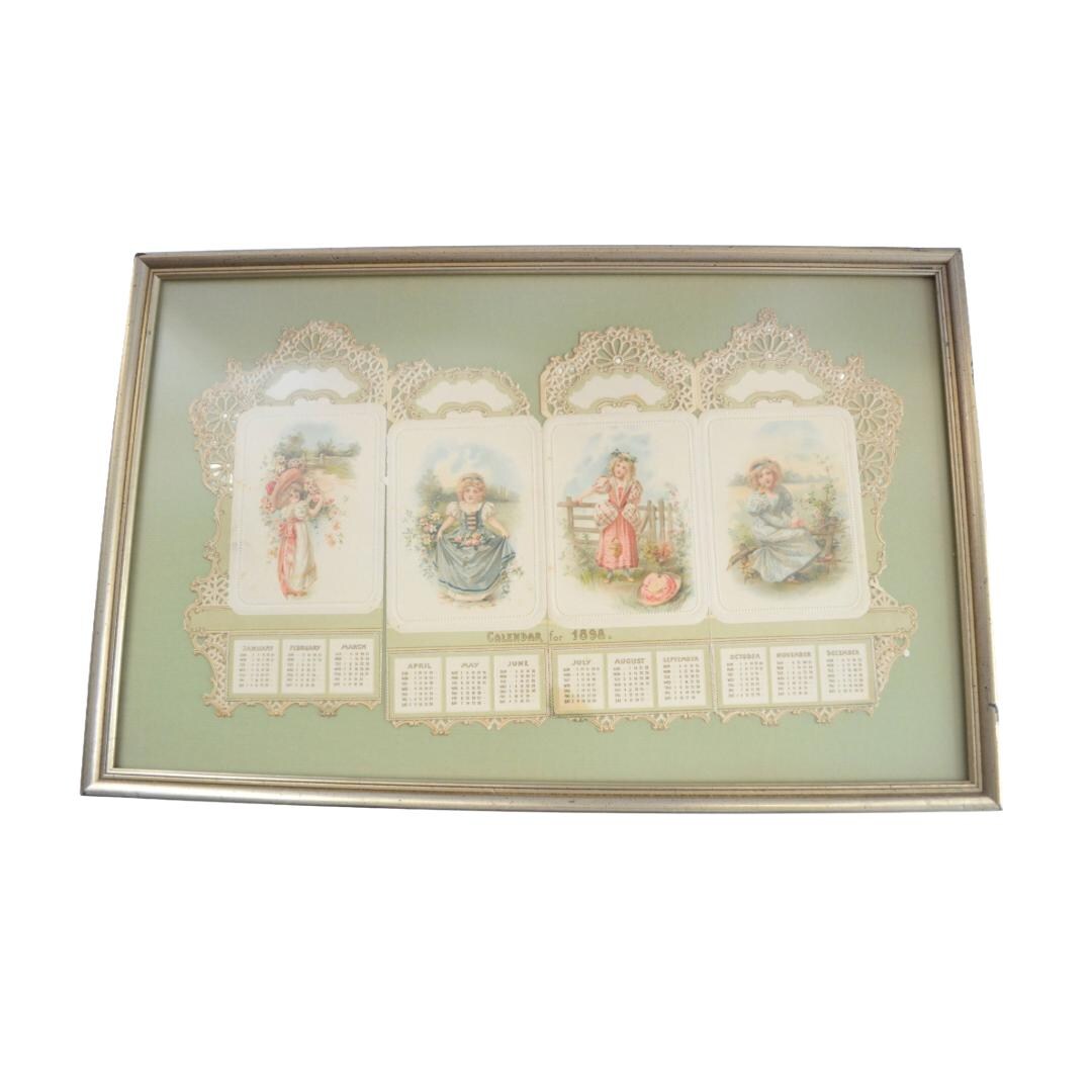 Antique Die Cut 1898 Children's Calendar Professionally Framed - Etsy