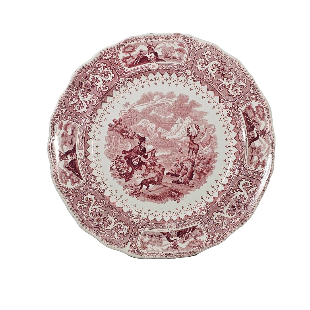 Antique 1830's Staffordshire Porcelain Red Transferware Plate by Adams ...