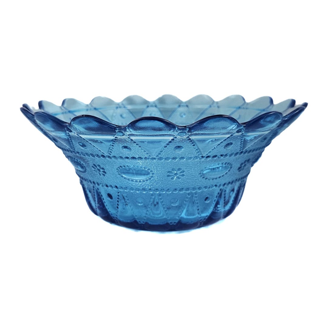Kemple Wheaton Lace & Dewdrop Turquoise Blue Pressed Glass 10" Serving ...