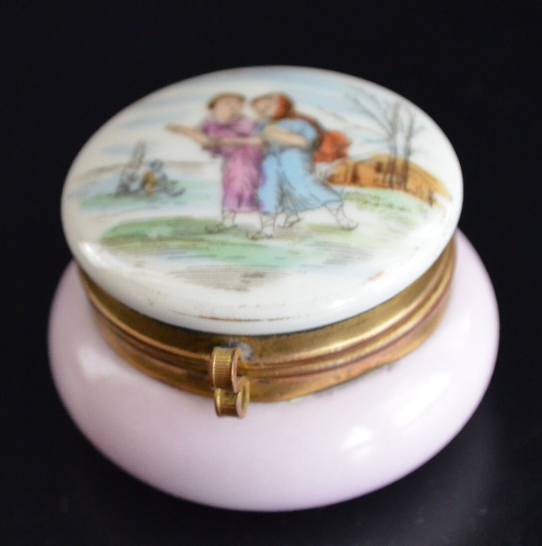 French Porcelain Patch Box Miniature Trinket Jar - Etsy