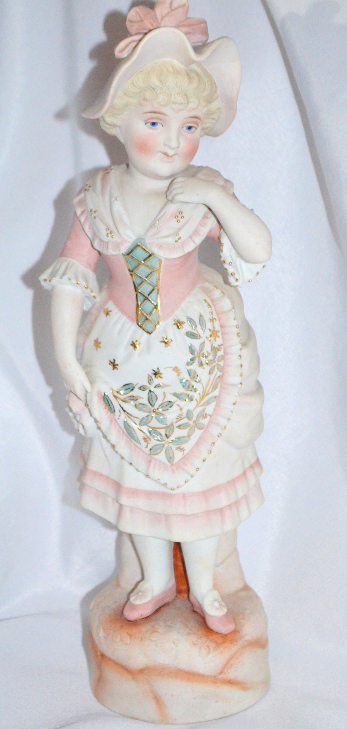 Porcelain Bisque German Statue of Lady in Pink - Etsy