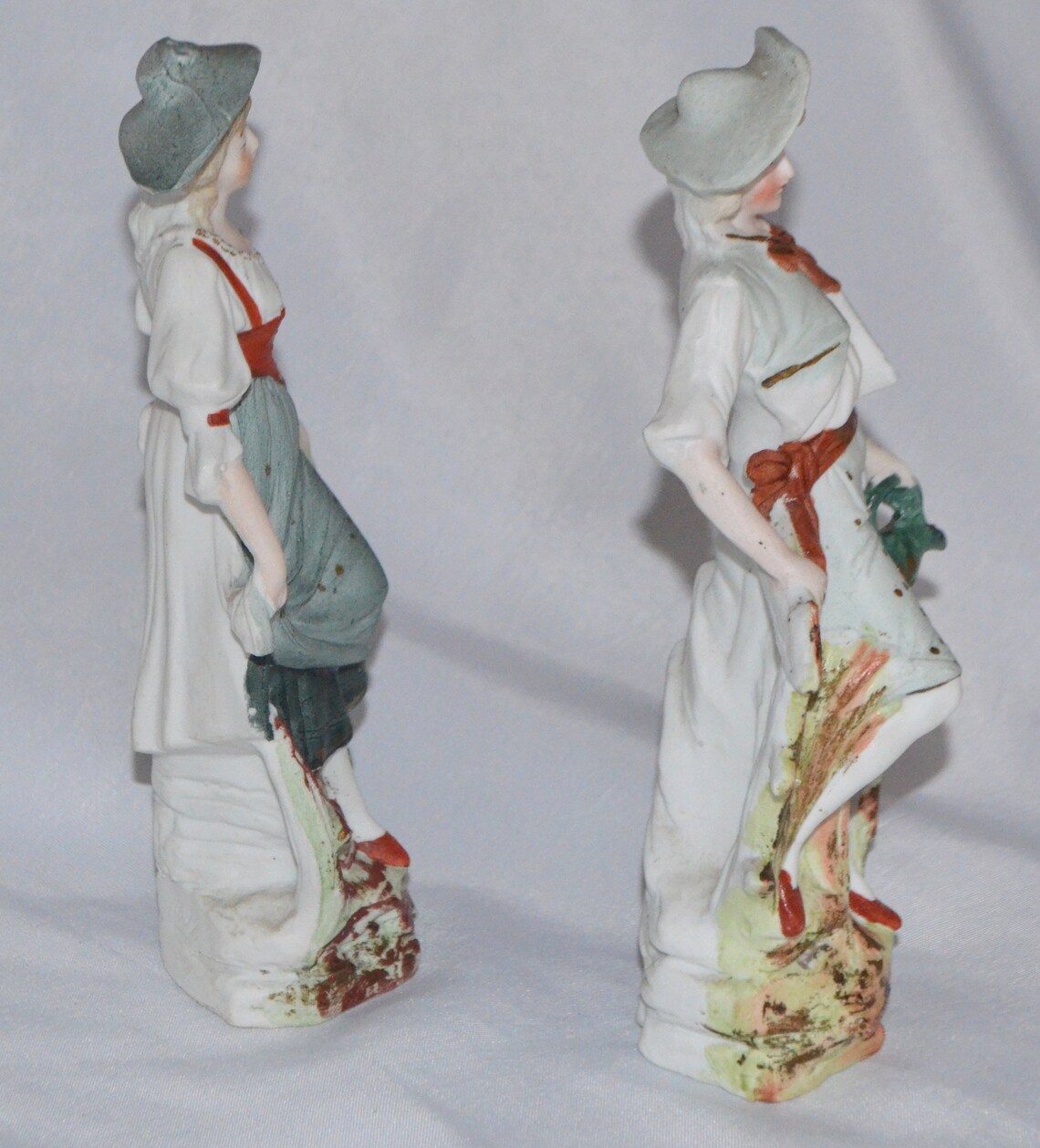 Vintage German Bisque Figurine Set Pastoral Couple on Fence | Etsy