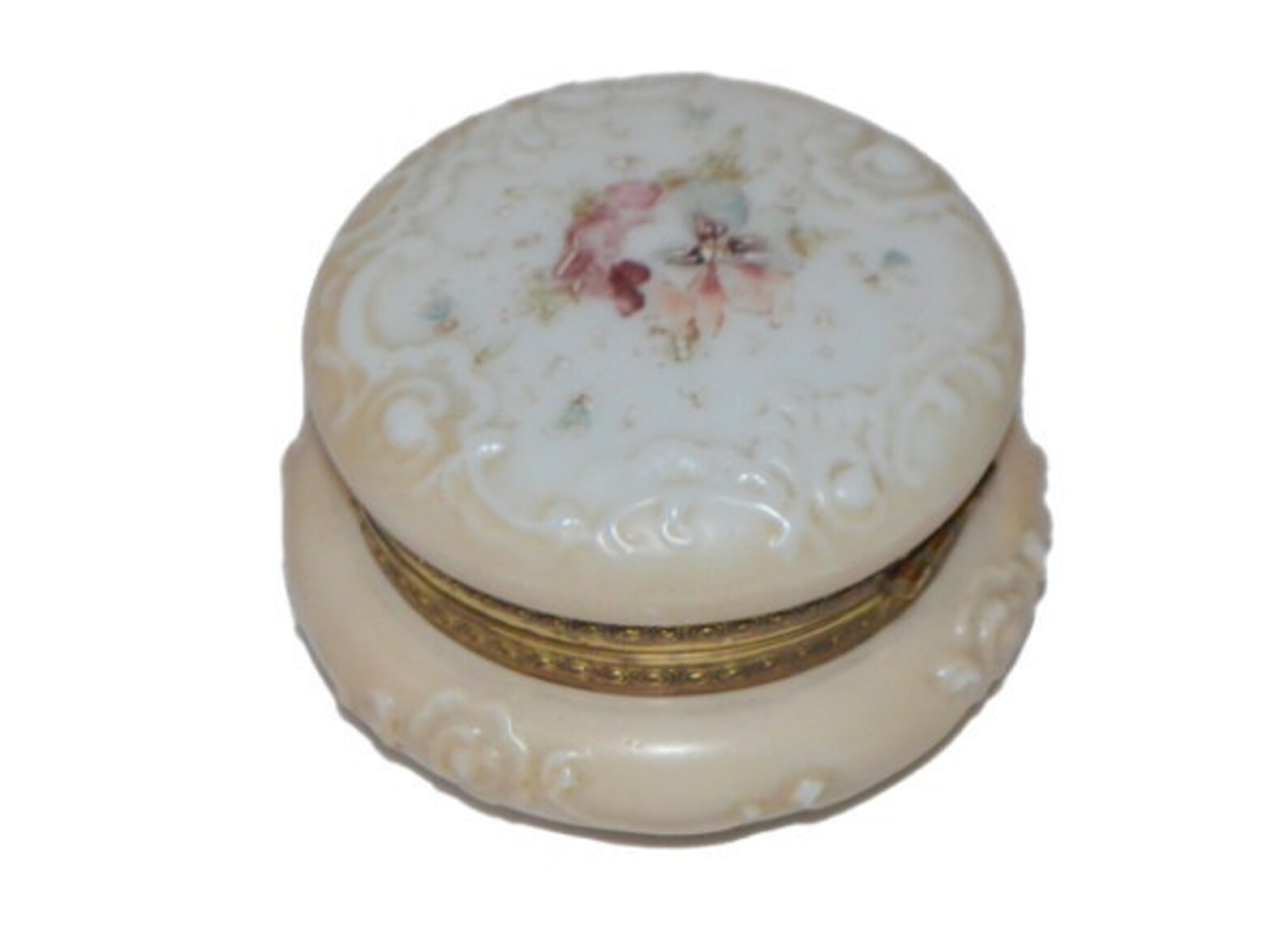 CF Monroe Wave Crest Art Glass Dresser Box Pansies & Scroll - Etsy