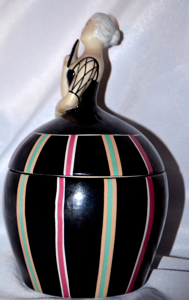 Robj French Art Deco Covered Jar Tobacco or Vanity Box Asian | Etsy