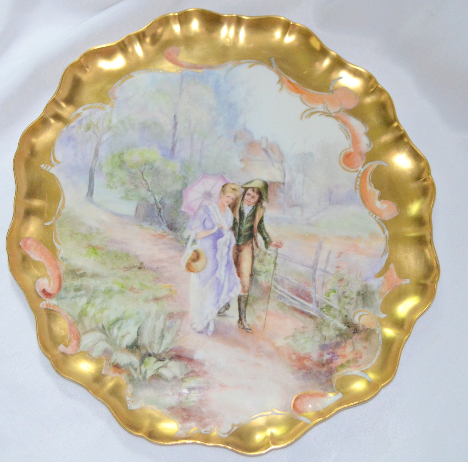 Limoges LARGE Scenic Charger Plaque JPL Pouyat Strolling - Etsy