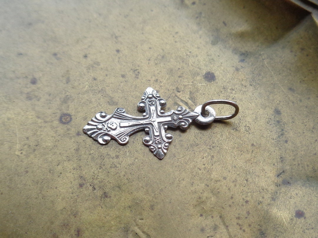 Vintage Sterling Silver Small Cross Words of Prayer save and Protect ...