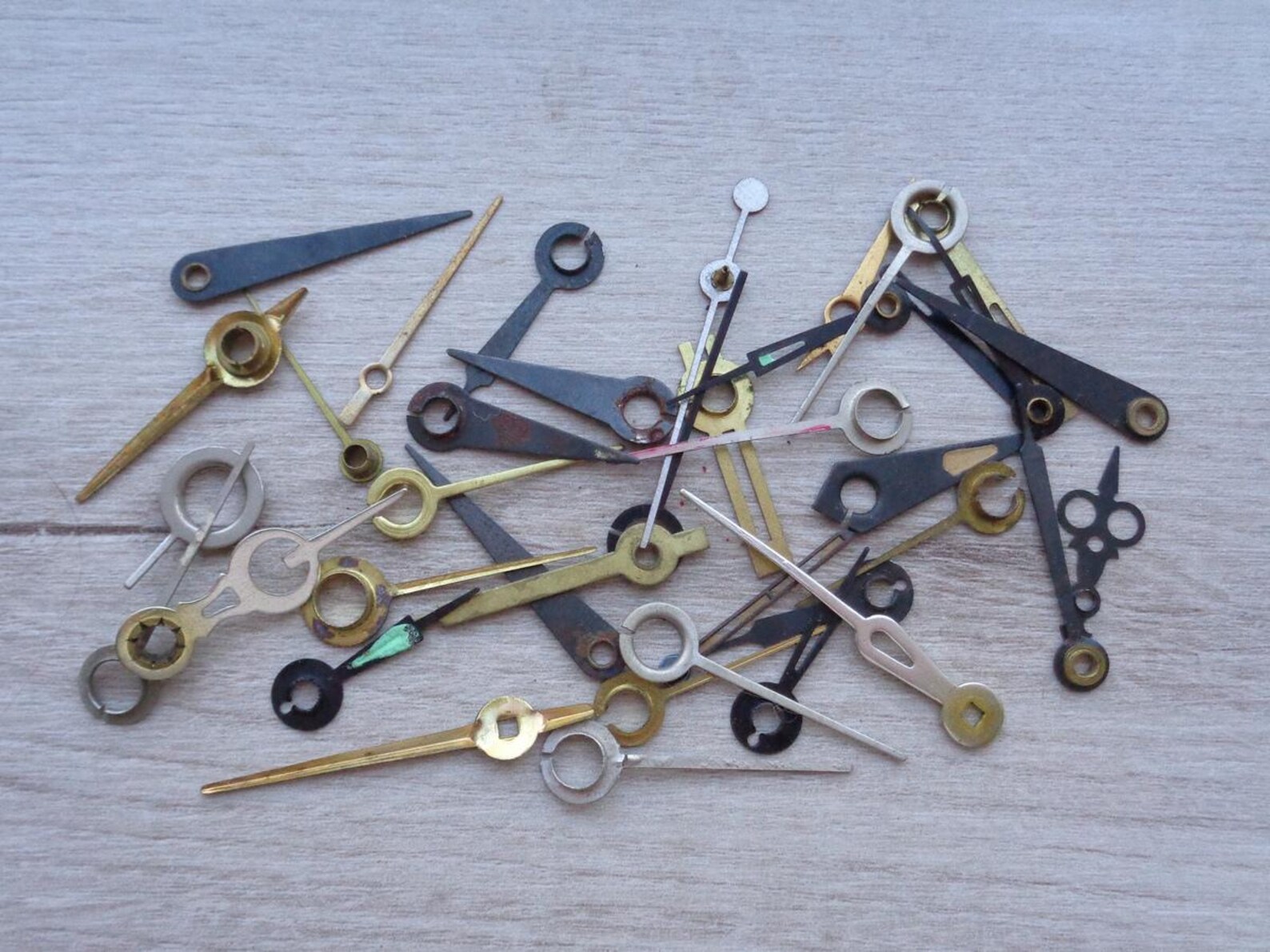 SET of 38 Clock Hands Parts of Vintage Clock/equipment Brass-bronze ...