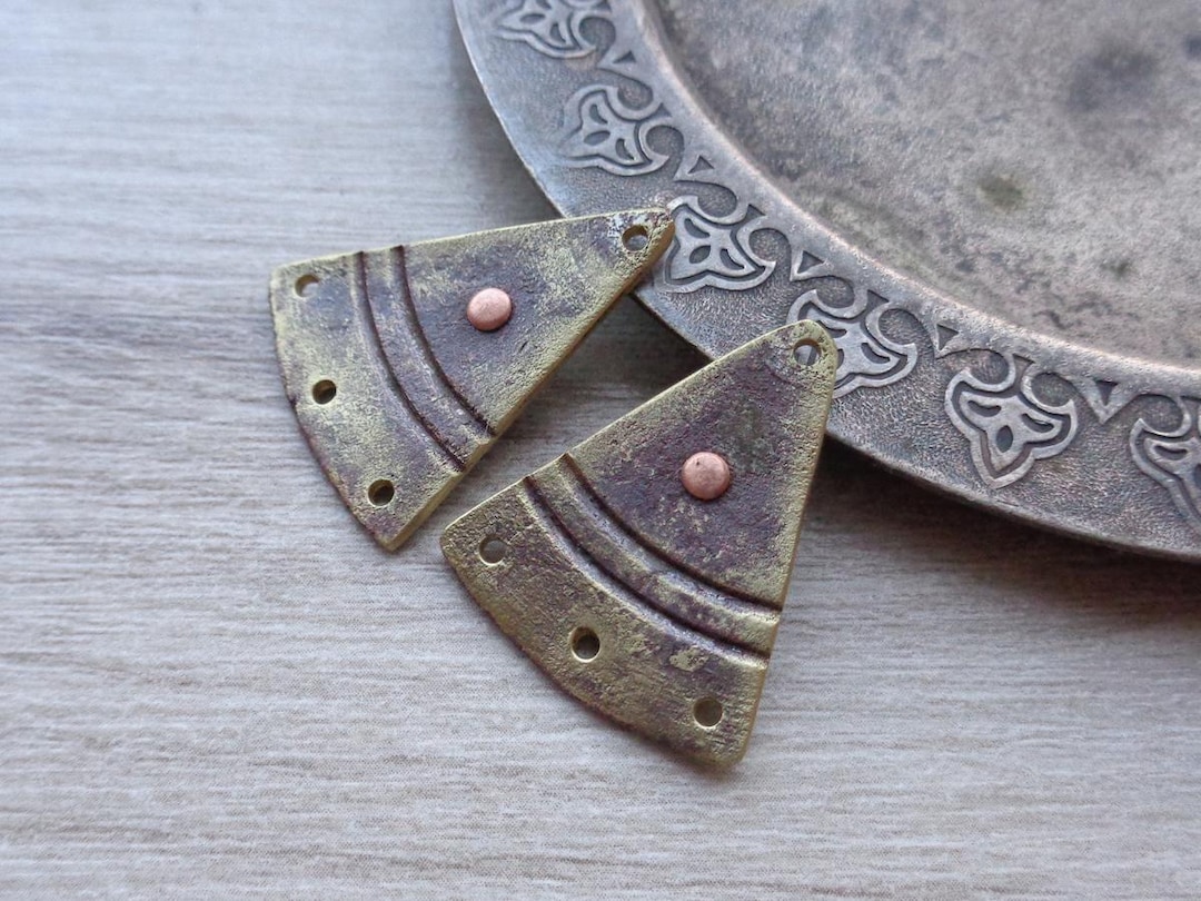 Unique Handmade Brass/copper Rivets Earring Connectors Salvaged Part of ...