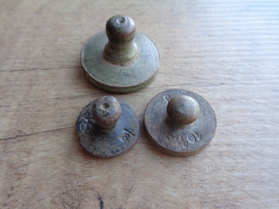Set of 3 Antique Trade Weights Balance Scale 19th Century Imperial ...