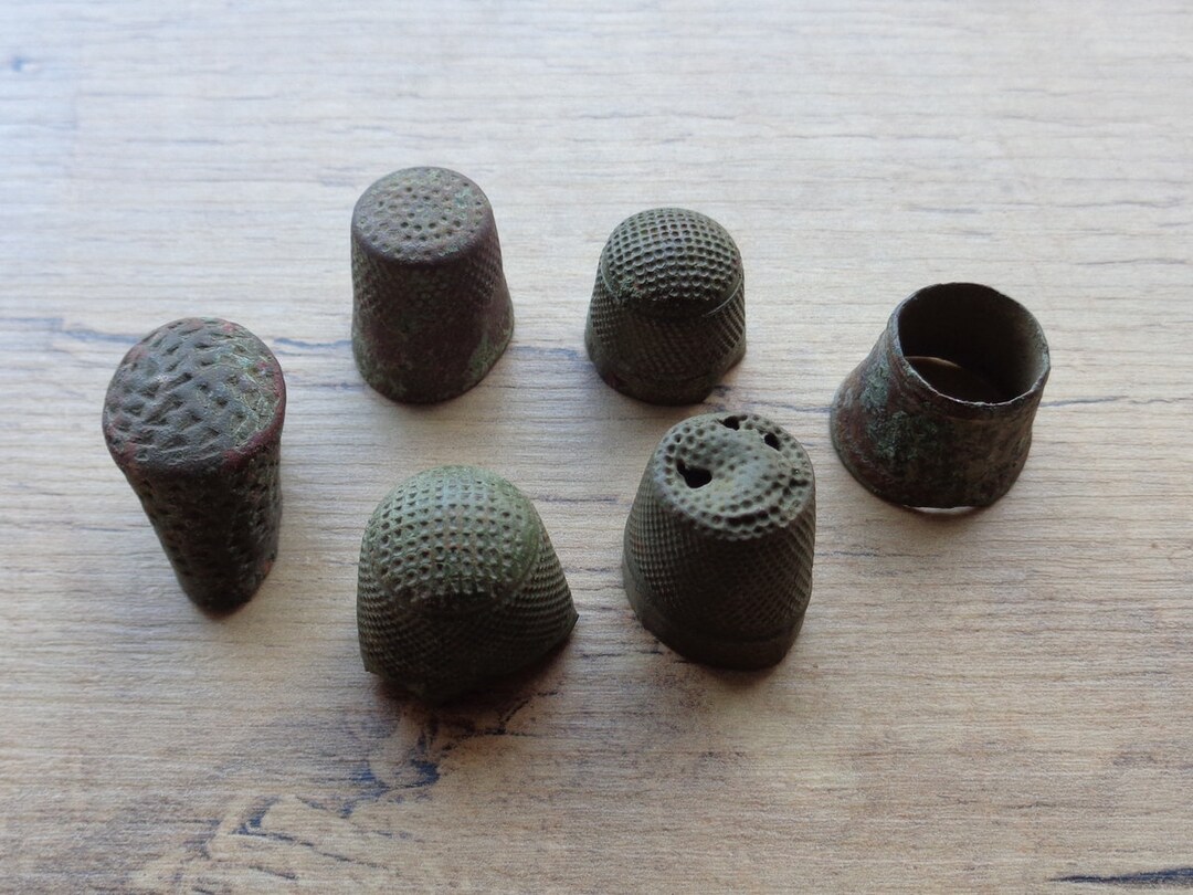 Set of 6 Antique Brass/bronze Thimble 19th Century Original Patina ...