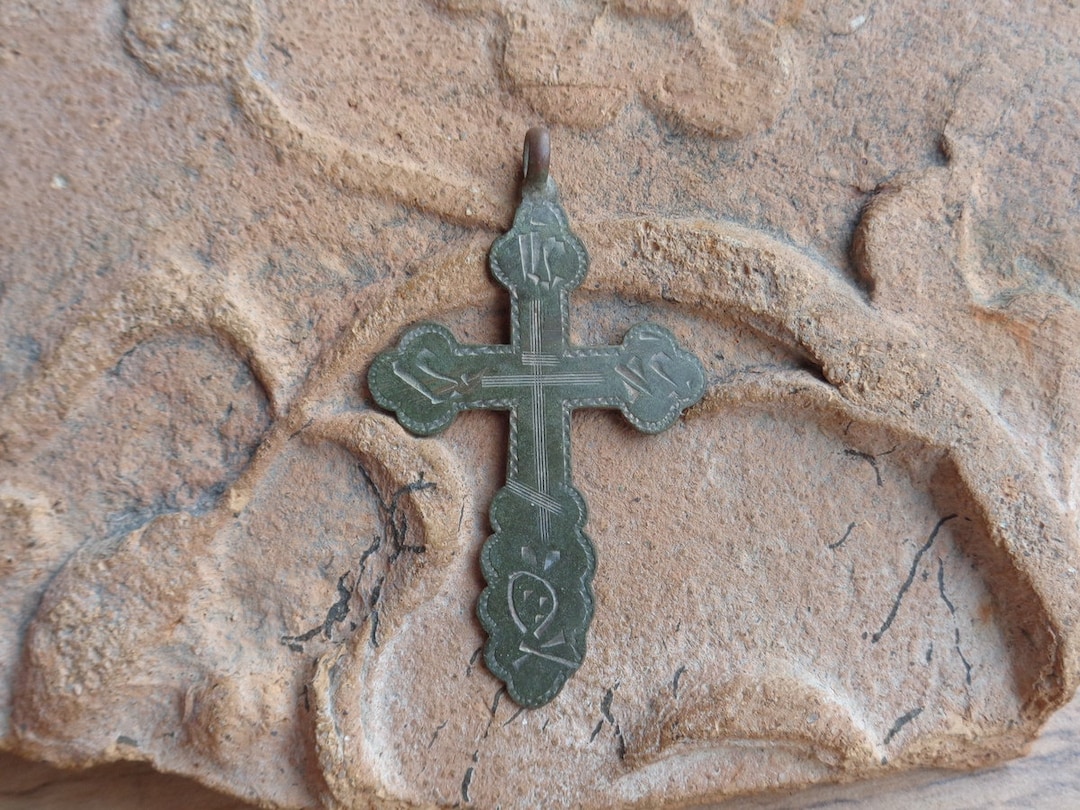 Unique Vintage Bronze Cross 19th Century Original Green Patina ...