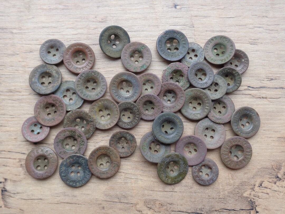 SET of 40 Vintage Small Brass 4-hole Military Buttons World War II ...
