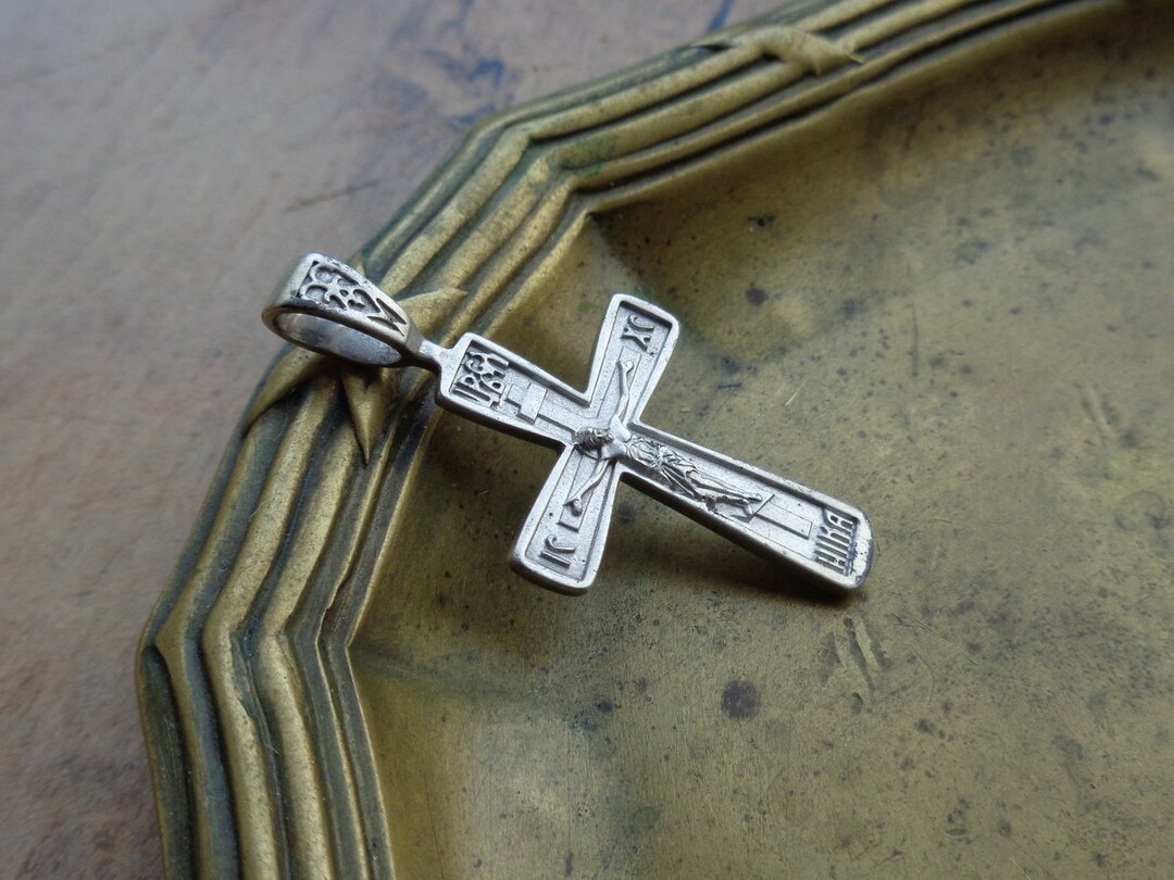 Vintage Silver Cross Crucifixion save and Protect Sterling Silver ...