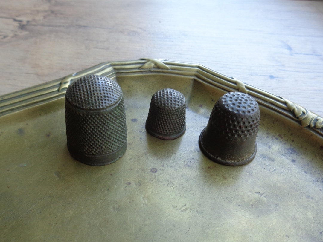 Set of 3 Antique Brass/bronze Thimble 19th Century Original Patina ...