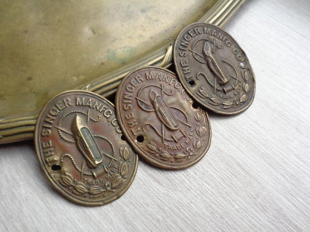 Set of 3 SINGER Manfg.co Trade Mark Vintage Sewing Machine Labels-plate ...